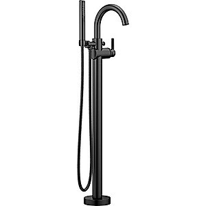 Delta Faucet Trinsic Floor-Mount Freestanding Tub Filler with Hand Held Shower, Matte Black T4759-BLFL (Valve Not Included)