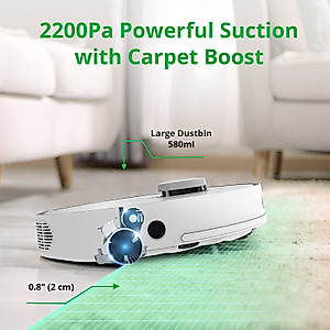 + 360 S5 LiDAR Robot Vacuum with Mapping Technology,2200Pa, Selective Room Cleaning, Schedule, Multi-Floor Mapping, No-Go Zones, Self Charge and Resume, Automatic Carpet Boost, Compatible with Alexa