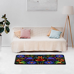 GISPOG Floral Mexican Birds Kitchen Rugs Indoor Outdoor Non Slip Kitchen Floor Mats Area Rugs Runner Rug Laundry Room Rug 40x20 in