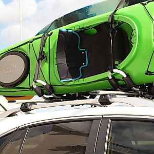 IKURAM R Kayak/Surf/Ski Roof Carrier Rack of J-Style Folding Universal Field & Stream 3-in-1 Multifunction for Canoe, SUP, Kayaks, Surfboard and Ski Board Rooftop Mount on SUV, Car and Truck