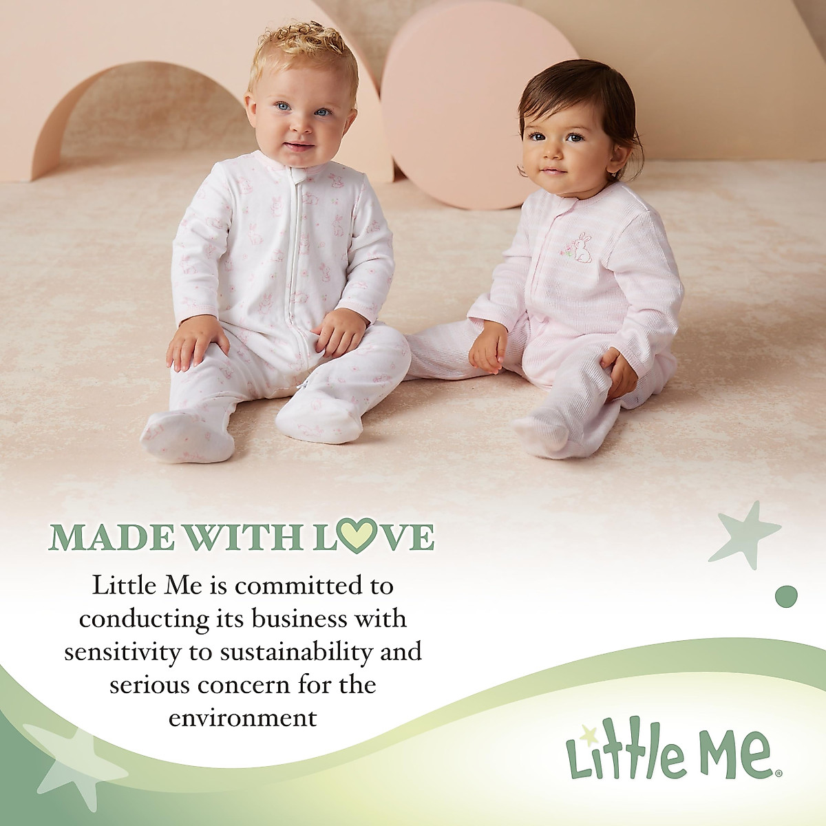 Little Me Baby Clothes & Outfits - Girls One Piece Hat & Footed Sleeper Pajamas - 3 Months, Baby Bunnies