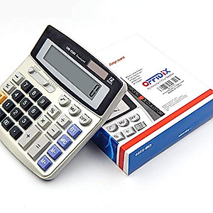 OFFIDIX Office Calculators Desktop Calculator,Basic Calculators, Solar Battery Dual Power Electronic Calculator Portable 12 Digit Large LCD Display Calculator Large Calculator