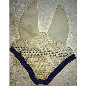 Avani Creations Horse Ear Net Crochet Fly Veil Equestrian Fly Bonnet/Veil/mask Standard Size
