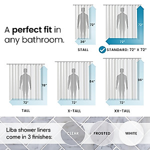 LiBa PEVA 8G Bathroom Shower Curtain Liner, 72" W x 72" H, Clear, 8G Heavy Duty Waterproof Shower Curtain Liner