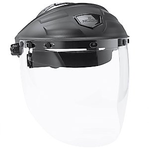 NoCry Premium Safety Face Shield for Grinding and Cutting — Anti-Fog, Clear Face Shield Mask with Adjustable Headgear - Impact Resistant Full Face Shield — ANSI Z87.1 Certified Grinding Face Shield