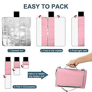 Customized Personalized Large Picnic Blanket Waterproof, Custom Beach Handy Mat Portable, Customizable Photo Text Camping Mat for Outdoor, Beach, Camping LightPink 58.3 x 58.3 inch