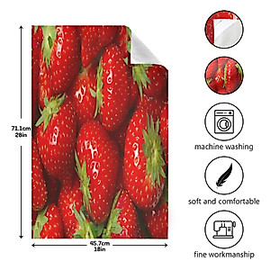 senya Kitchen Towels 4 Pack Kitchen Dish Towels Reusable Cleaning Cloths Strawberry Absorbent Tea Towels Machine Washable Hand Towels