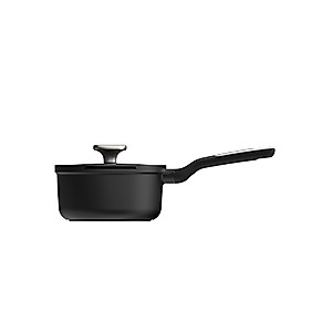 BergHOFF Phantom Nonstick Ceramic 7in Saucepan 2.1qt. With Strainer Lid Recycled Cast Aluminum CeraGreen Non-toxic Coating Full Disk for Glass Top Stoves Potholders Included