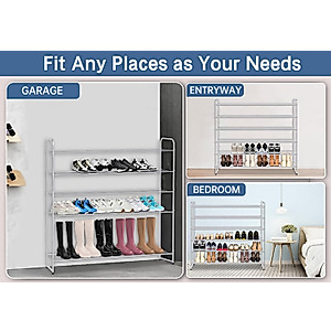 KEETDY Long 6 Tier Shoe Rack Organizer Tall Metal Shoe Organizer for Entryway Bedroom Floor Garage, Wide Shoe Shelf Storage Fits 42 Pairs Men Sneakers, Gray