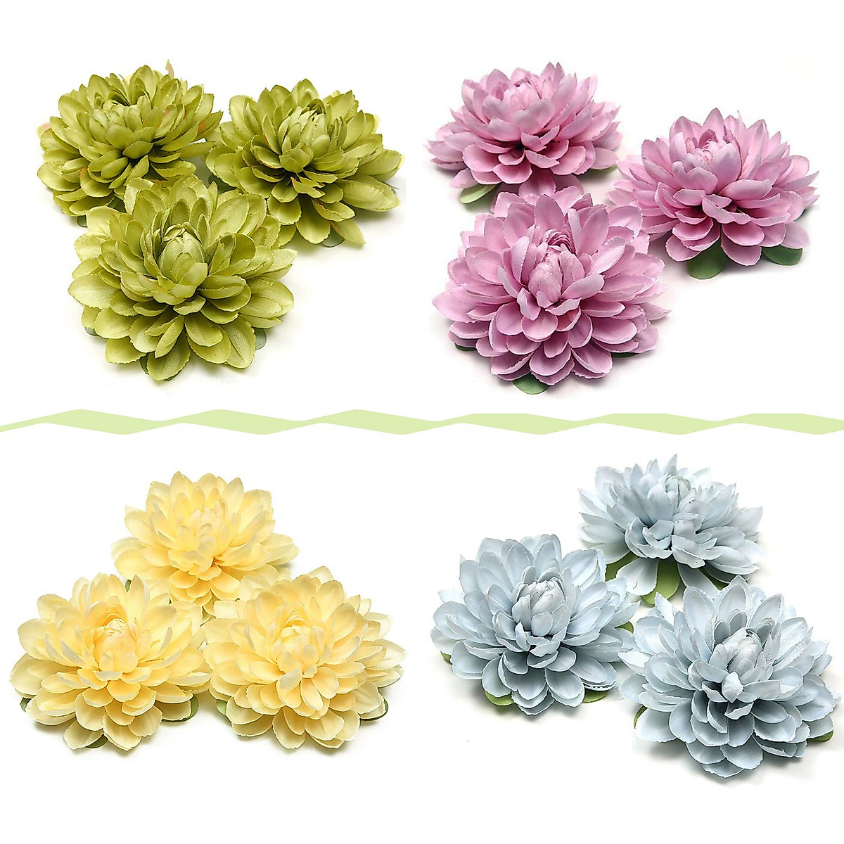 Dreamm 8 Pack Artificial Chrysanthemum Flowers Fake Silk Multicolor Dahlia Flower Head for DIY Wedding Bouquets Centerpieces Arrangements for Home Garden Party Decoration