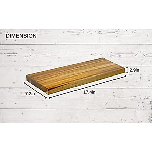 ILOT Teak Wood Floating Shelves Perfect for Bathroom Décor Pack of 2 Wooden Wall Shelves for Bedroom Living Room Kitchen Simple Minimalist Home Décor 17” x 6.7