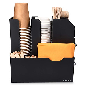 Navaris Large Coffee Station Organizer - Cup and Accessories Holder for Countertop, Bar, Kitchen Counter - 12 3/8" High x 5 3/8" Wide x 11 1/4" Deep