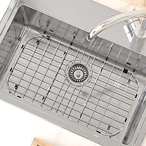 SANNO Kitchen Sink Grate Stainless Steel Sink Protector for Kitchen Sink Dish Drying Rack, Expandable Dish Drainer