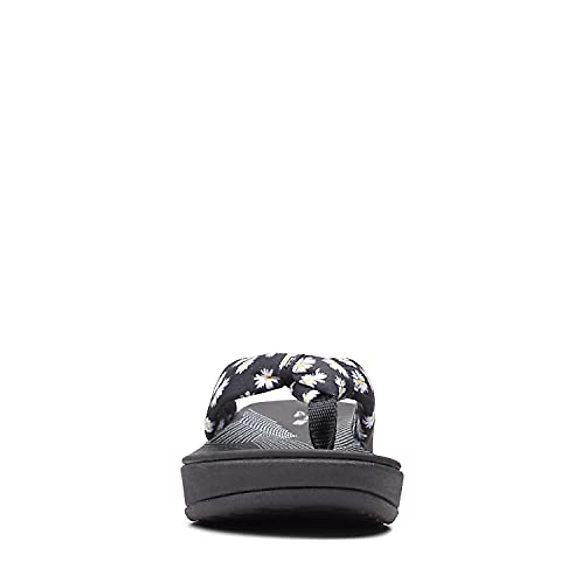 Clarks Women's Arla Glison Flip-Flop, Black Textile With Daisies, 8