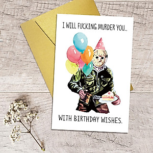 Funny Jason Birthday Card for Him Her, Horror Movie Theme Birthday Card, Scary Killer Birthday Greeting Card, Halloween Birthday Card