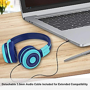 SIMOLIO Foldable Bluetooth Headphones with 75dB,85dB,94dB Volume Limit for Kids Teens and Adults, Built-in Mic and Share Port, Soft Earmuffs, Hard EVA Case, Aux Cord, Wireless and Wired Headphone-Mint