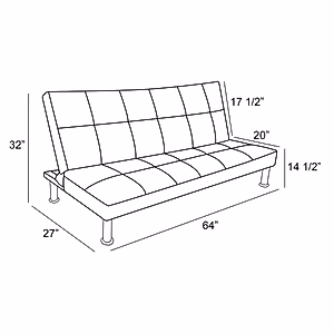 SumKea Convertible Flannel Sofa Compact, Adjustable, and Durable Futon Couch Bed with Sturdy Legs for Living Room and Bedroom, Grey