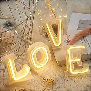 Light Up Marquee Letters Lights Letters Neon Signs,Wall Decor/Table Decor for Home Bar Christmas, Birthday Party, Valentinefs Day Words-Warm White Letters(C)