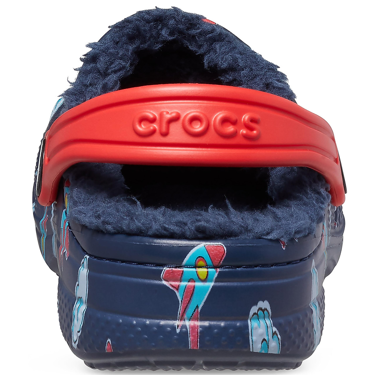Crocs Baya Lined Clogs, Fuzzy Slippers for Kids and Toddlers, Rocket Ships, 7 US Unisex