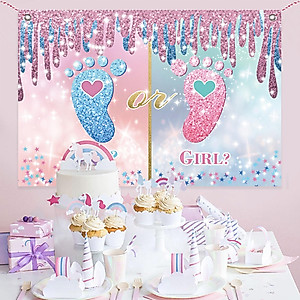Gender Reveal Backdrop Boy or Girl - Gender Reveal Decorations Party Supplies 70.8 x 47.2 Inch Gender Reveal Background Backdrop Blue Pink Gender Party Reveal Banner What Will Baby Be Banner