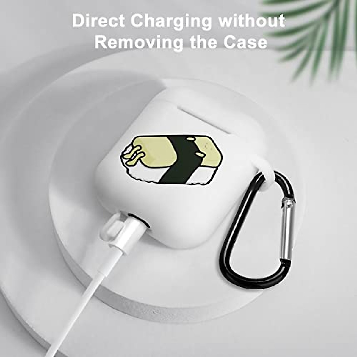 Cute Egg Sushi Silicone AirPods Case Protective Cover Compatible with AirPods 2 & 1 with Keychain