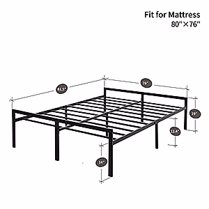 Mofesun Metal Bed Frame King - Black Metal Platform Bed 14 Inch with Storage, Heavy Duty Easy Assembly No Box Spring Needed (King)