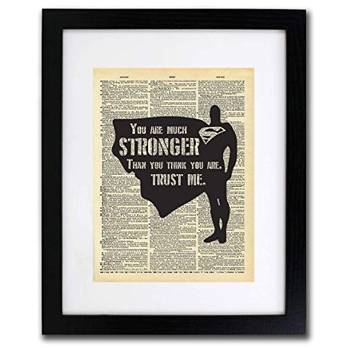 Stronger Super Human - Stronger Inspirational Quote Art - Authentic Upcycled Dictionary Art Print - Home or Office Decor (D49)