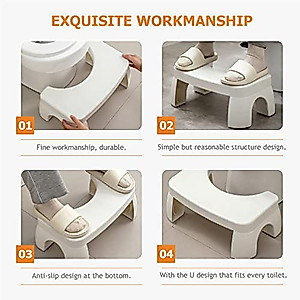 Housoutil Bathroom Step Stool Potty Toilet Stool Squatting Poop Stool Baby Step Stool for Bathroom Non-Slip Potty Stool for Children and Adults in Bathroom Toilet White Toilet Stool