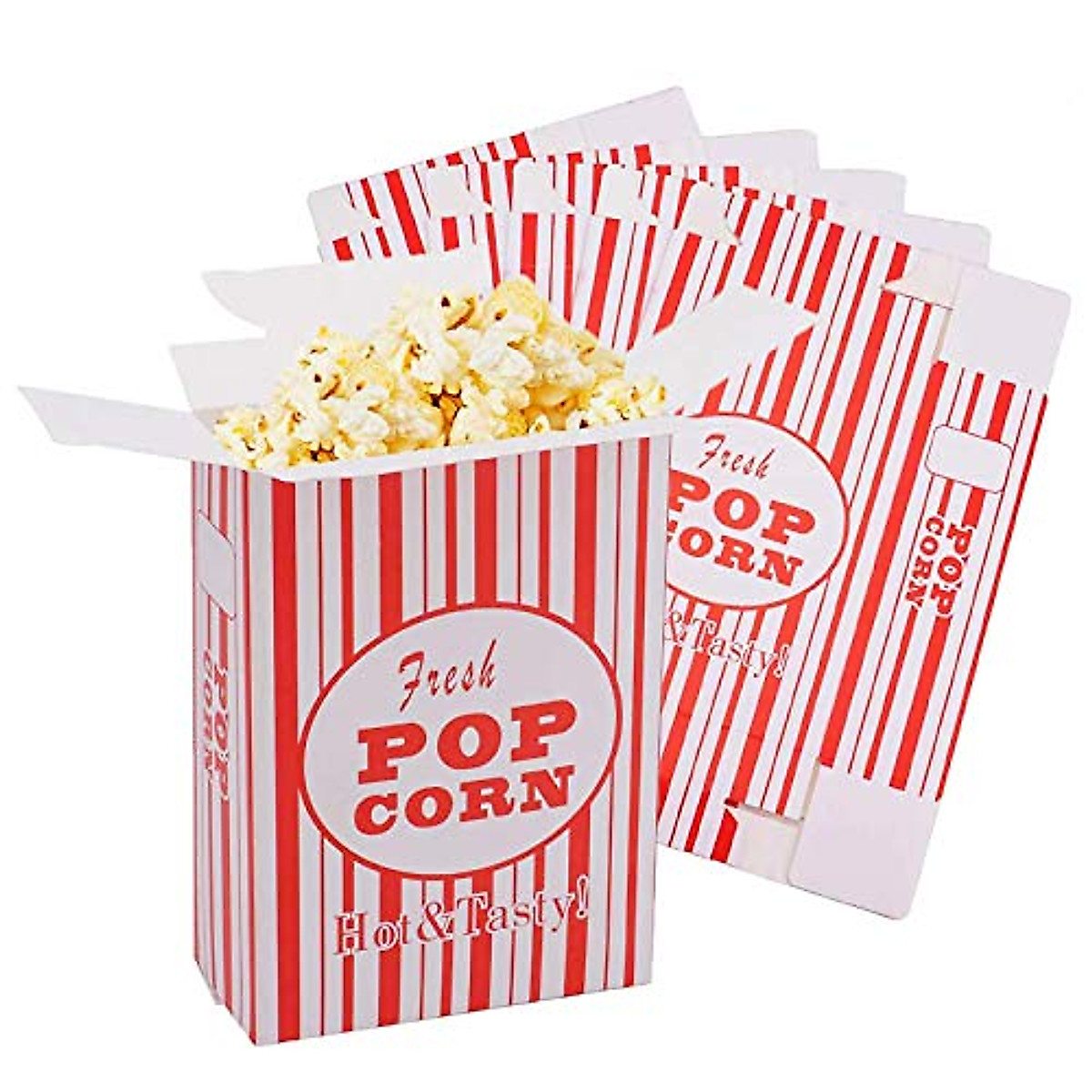 Bekith 100 Pack Paper Popcorn Boxes, Close-Top Popcorn Containers Cups Bucket for Movie Party and Theater Night