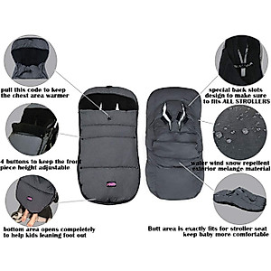 3-in-1,3D Cotton Filling The Worlds Most Comfortable Universal Baby Stroller Sleeping Bag, Cozy Warm Footmuff Fits All Stroller, 2x2 Zippers Easy for Baby in&Out, Bottom Open,Front Piece Removable