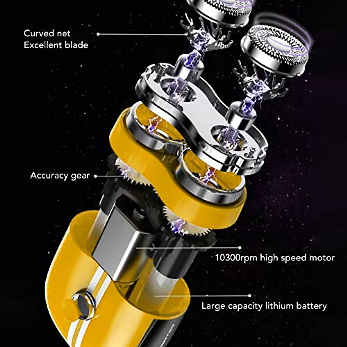 Electric Beard Trimmer, Zinc Alloy Mini Electric Shaver IPX7 Wet and Dry Dual Use for Traveling (Yellow)