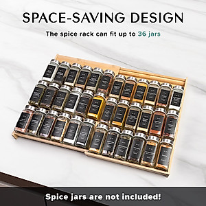 Bamboo Spice Drawer Organizer - Expandable 4 Tier Spice Rack (Need 3" Deep Drawer) 12" to 23" Wide, Seasoning Organizer, Organization Seasoning Rack insert for Kitchen Cabinet (Jars Not Included)