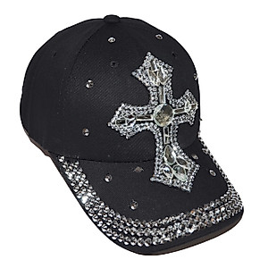Popfizzy Bling Baseball Cap for Women and Girls, Fun Bedazzled Hats, Shiny Rhinestone Denim and Diamond Hat, Sparkly Gifts