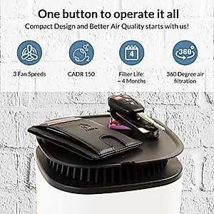 Purafide XP150 Veteran Owned, Tray-top, Countertop Air Purifier with 360-degree Air, 3 Stage Filtration for up to 460 Sq Ft. White, Pack of 1