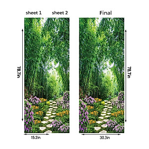 FLFK Door Sticker - Door Mural Peel and Stick, Removable Self-Adhesive Scenic Door Wallpaper for Home Decor, 30.3 "W x 78.7 "L, Set of 2 Sheets