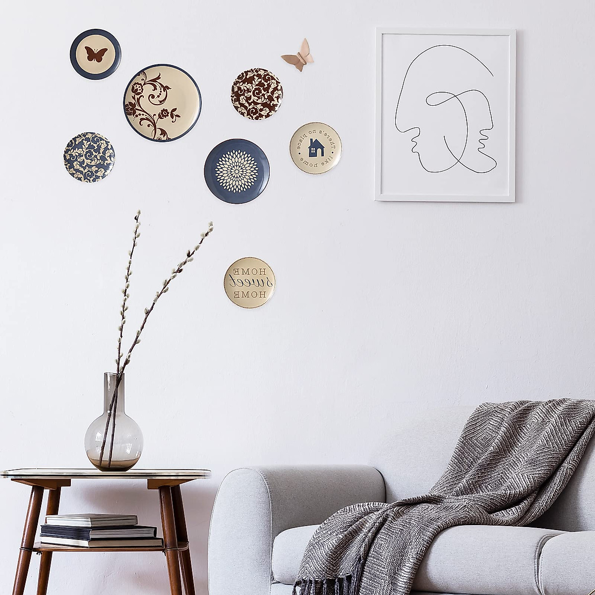 Tbestmax 30 Pcs Plate Hangers for The Wall-6 Size-4 6 8 10 12 14 Inch and 30 Pcs Wall Hooks to Antique Plates and Arts Decor