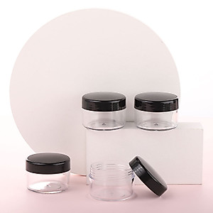 100 Count Small Sample Containers Makeup Jars 15 Gram Cosmetic Containers with Lids Plastic Jars Black Traveling Jars Empty Bottles for Toiletries