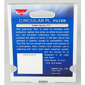 Kenko Tokina KB-62CRPL 62MM STANDARD COATED CIRCULAR POLARIZER FILTER