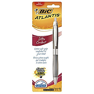 BIC Atlantis Ultra Comfort Retractable Ballpoint Pen, Assorted Barrel Colors, Medium Point (1.0mm), Black