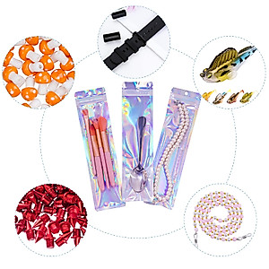 100 Pcs Pen Packaging Bags for Small Business, Resealable Foil Pouch Bag For Pens, Holographic Ziplock Smell Proof Storage Bags for Packaging Lipgloss,Jewelry,Cosmetic,Candy, 2.4x9 inch