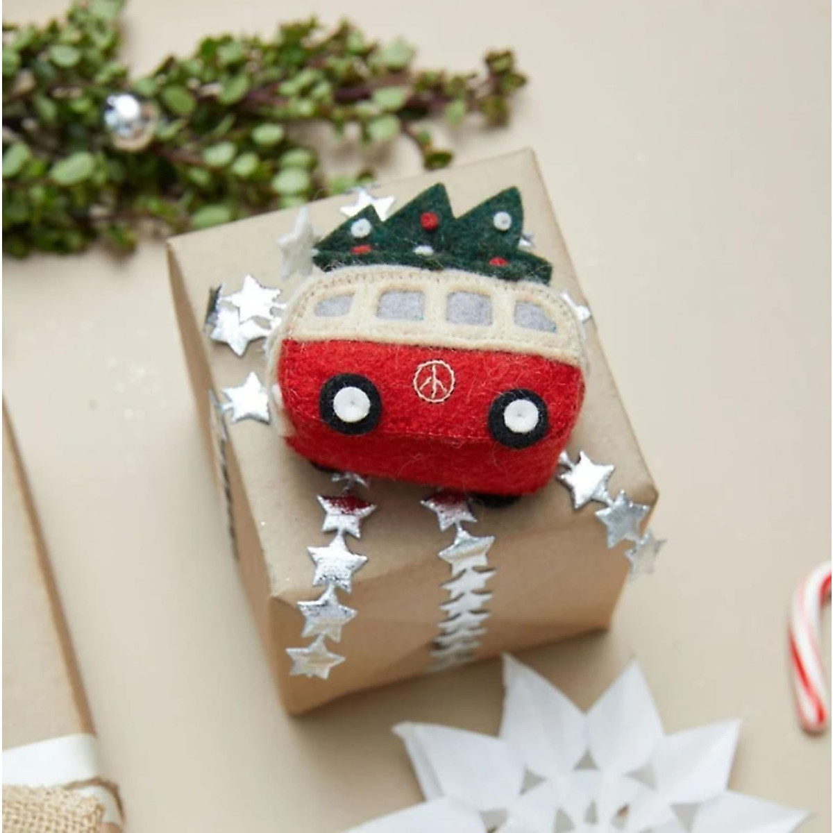 Hippie bus Christmas tree - Hand felt camper van decorations - Christmas decorations