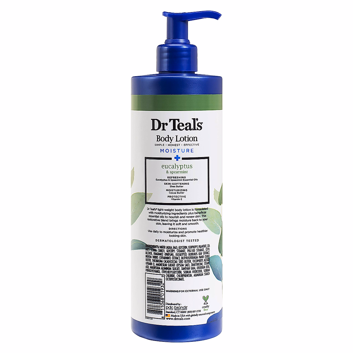 Dr Teal's Body Lotion - Moisture Plus - Rejuvenating Eucalyptus & Spearmint Essential Oils, 18 Fl Oz 2-Pack (36 Fl Oz)