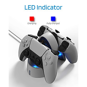 KINVOCA PS5 Charging Station,Controller Charger for DualSense, Charging Dock for Playstation 5 Wireless Controller, Supports Fast Charging and Over-Charging Protection (Charging Cable Included)