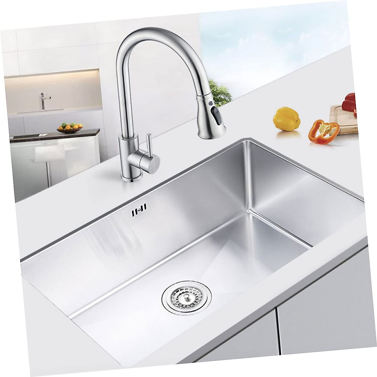 Housoutil 4 Pcs Water Leak Hair Sink Drain Covers and Strainers Sink Strainer Sink Draining Plugs Toilet Sink Bath Sink Large Wall Sticker Sink Drain Lids Sink Hair Food Tub Stainless Steel