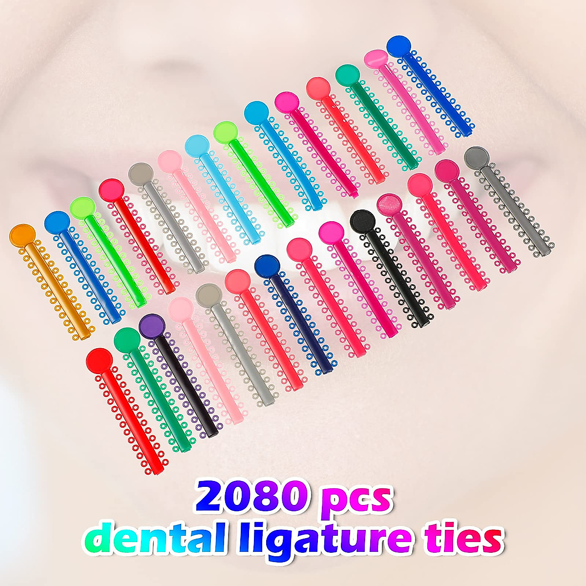 Nuanchu 2080 O-rings Multicolor Orthodontic Ligature Ties Elastic Teeth Orthodontic Ligature Rubber Bands for Braces