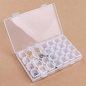 Typutomi 28 Grids Storage Box, Clear Plastic Diamond Painting Embroidery Box Beads Storage Container Jewelry Case for Beads, Jewelry, Tools, Pill and DIY Crafts