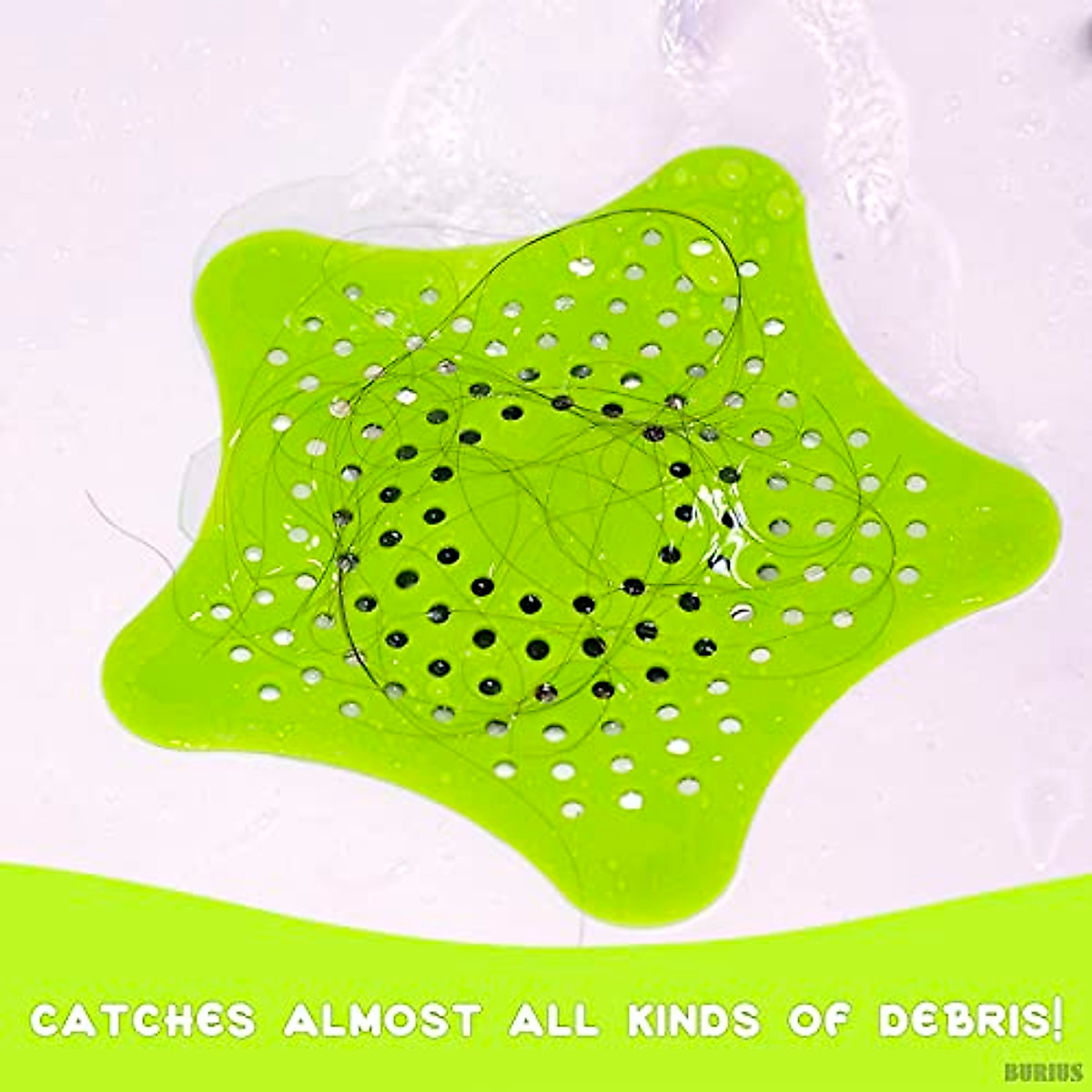 3Pcs Starfish Rubber Sink Strainers - Drain Hair Catcher - Kitchen Sink Strainer Stopper Silicone Drain Cover - Tub Drain Hair Catcher, Bathroom Sink Drain Strainer for Sink, Bathtub Strainer