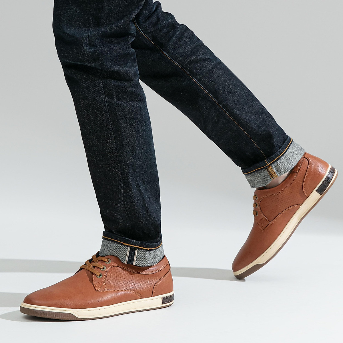 Vostey Men's Fashion Sneakers Brown Simple Leisure Style Casual Shoes(B81Q11 Yellow Brown 10.5)