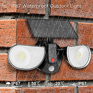 Consciot Solar Lights Outdoor, Ultra Bright Motion Sensor Solar Security Light 1000lm, 40 LED Wall Flood Light with Adjustable Dual Heads, IP67 Waterproof for Garage Patio Garden, Cool White, 2 Pack (OC-WL-001A)