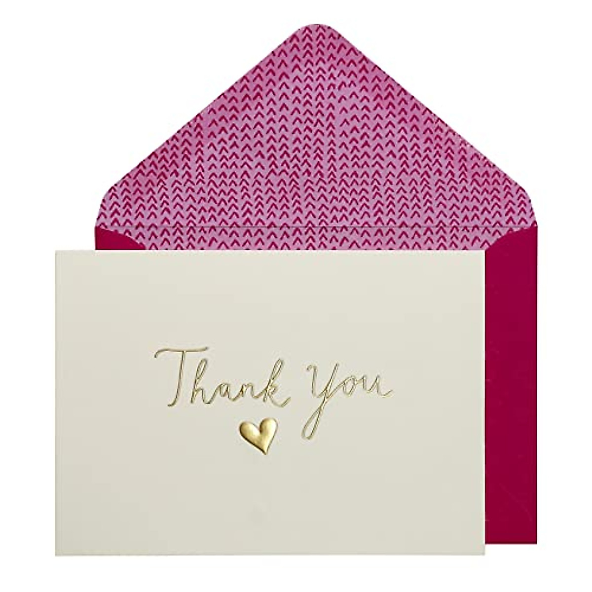 Portico Designs Blank Notecard Set Gold Foil Boxed Notecards Stationary Set, 10-Count, Heart